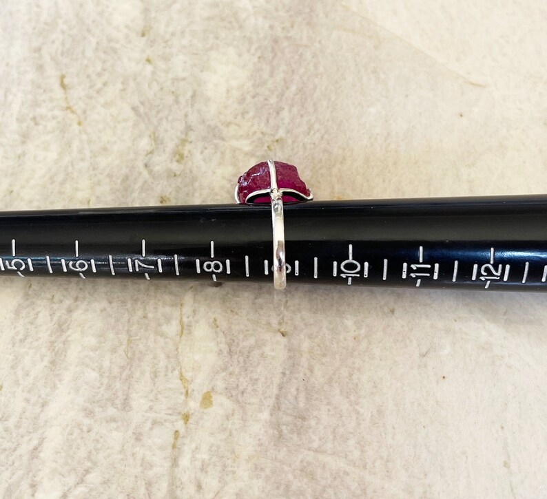 Raw Ruby Nugget Ring - 19mm Sterling Silver Handcrafted - July ...