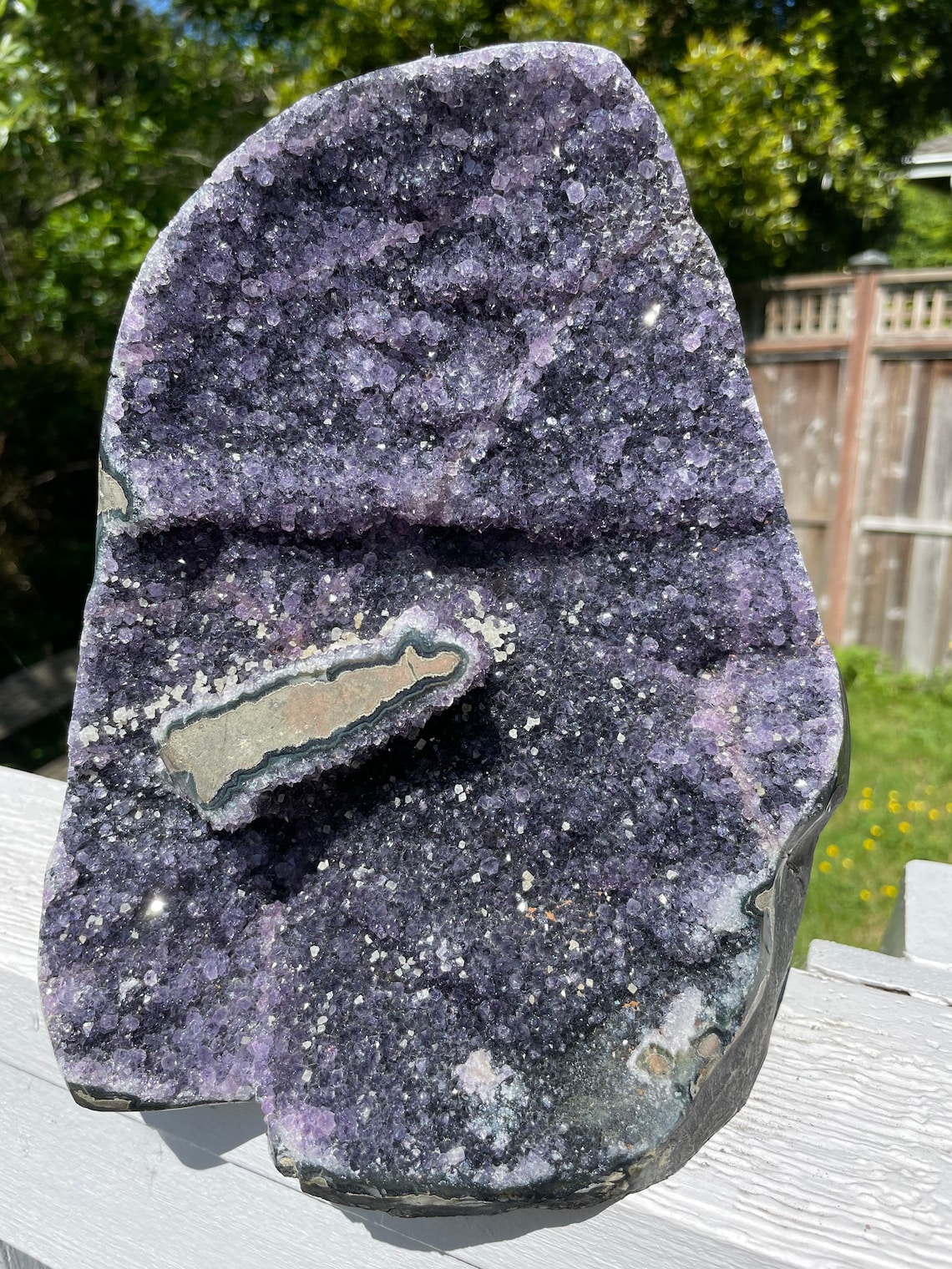 Galaxy Gray Amethyst with Stalactite and Mini Fluorescent | Etsy
