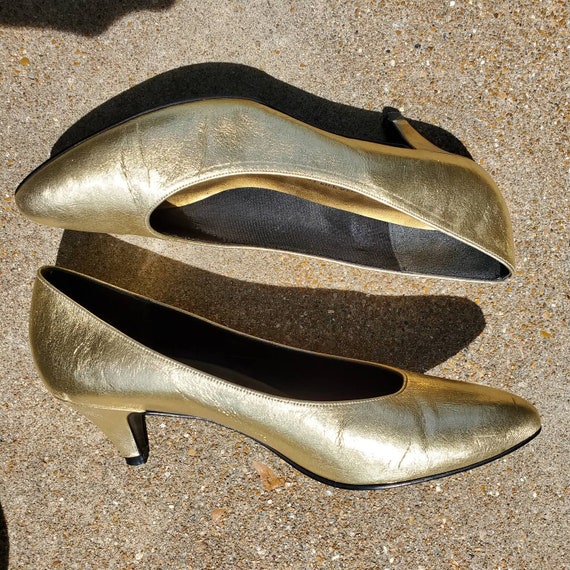 VINTAGE - NIGHT LIFE - Gold Goddess Shiny Pumps high… - Gem