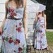 Vintage Y2k 00s BE Stage Red Roses White Flowers Blue Background Maxi ...