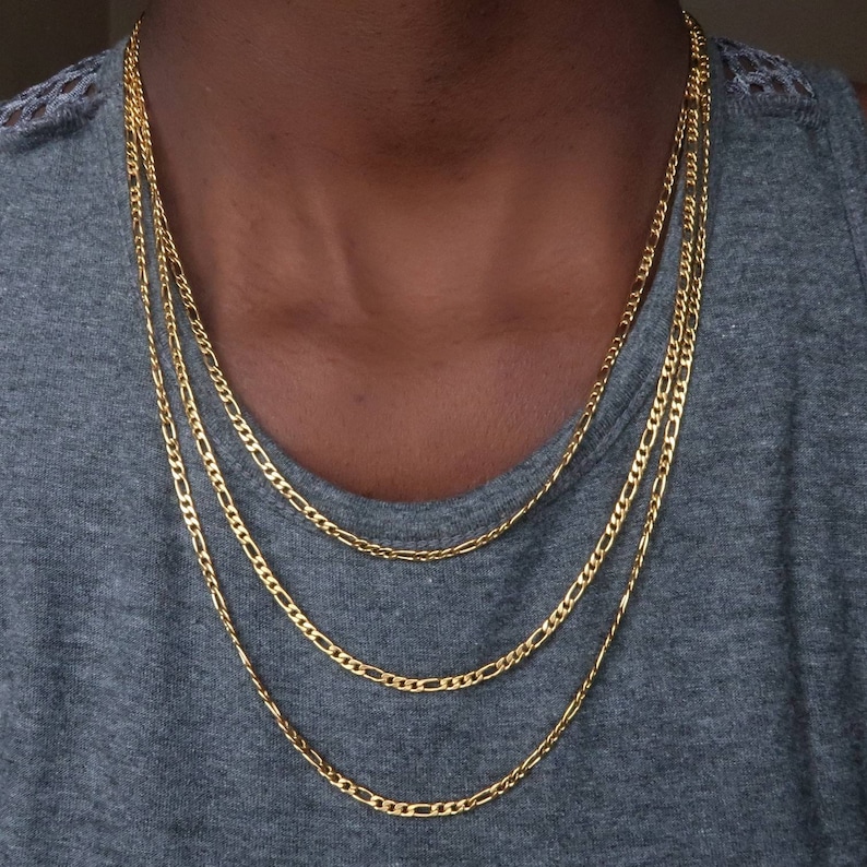 Gold Mens Figaro Chain Italian Style Figaro Necklace 3mm for - Etsy UK