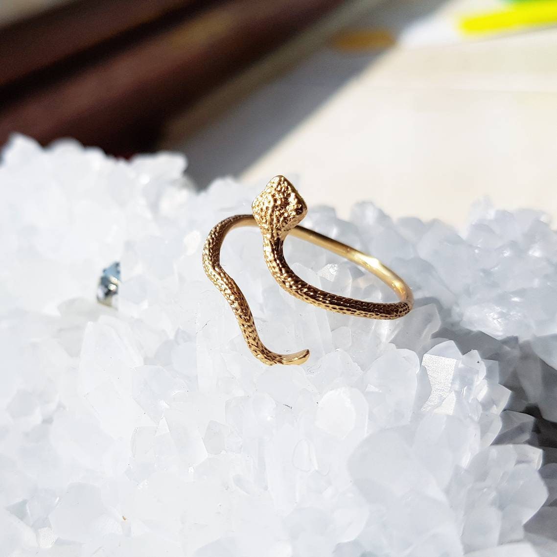 Gold Serpent Coil Ring, Brass Snake Wrap Around Statement Ring for ...