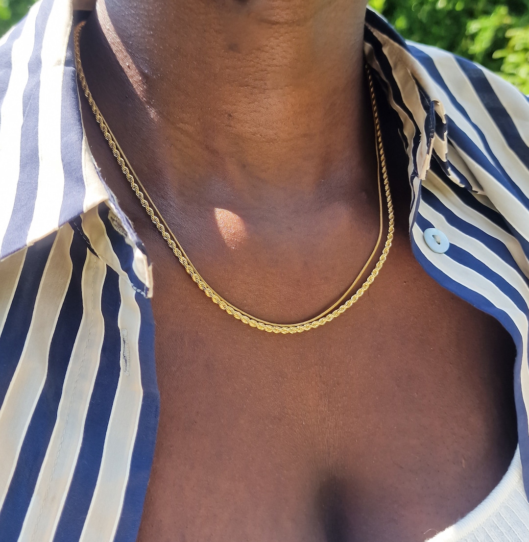 18k Gold Necklace Set Layered Chain Necklace for Men and - Etsy