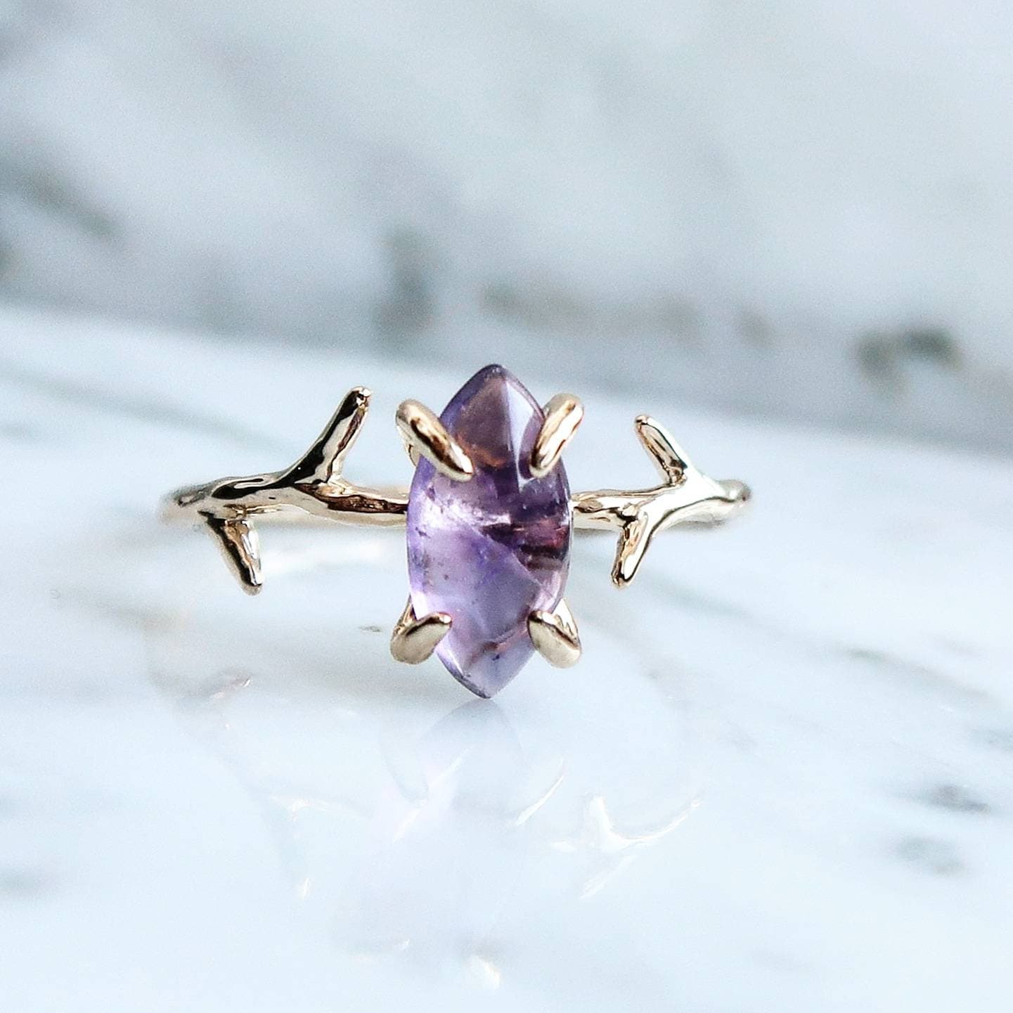 Purple Amethyst Gemstone Ring for Women - Natural Amethyst February ...