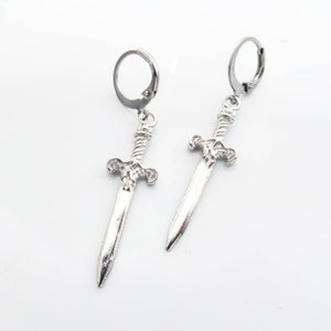 Sword Earrings - Dagger Dangle Earrings for Men or Women - Medieval ...
