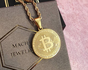 Gold Bitcoin Necklace - Etsy