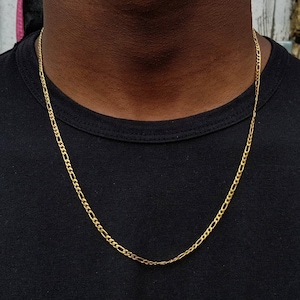 Gold Mens Figaro Chain Italian Style Figaro Necklace 3mm for Men and ...