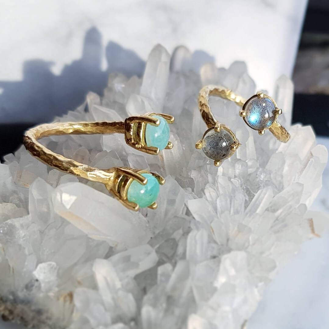 Multi Gemstone Ring - Two Stone Gemstone Ring for Women - Statement ...