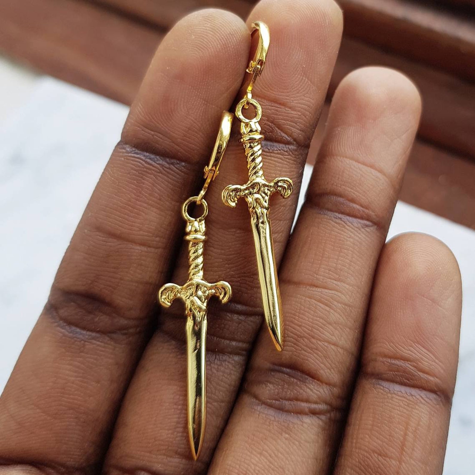 Gold Sword Necklace and Earrings Statement Jewelry Set - Etsy UK