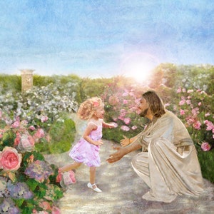 Jesus Walking in Rose Garden With Family/child/loved One, Custom ...