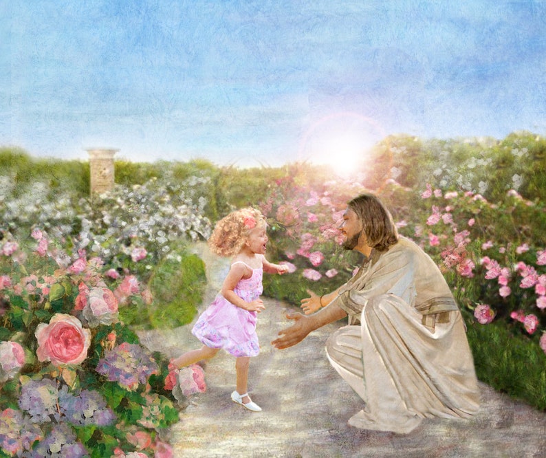 Custom Jesus Portrait: Rose Garden Family Memorial, Religious Art - Etsy