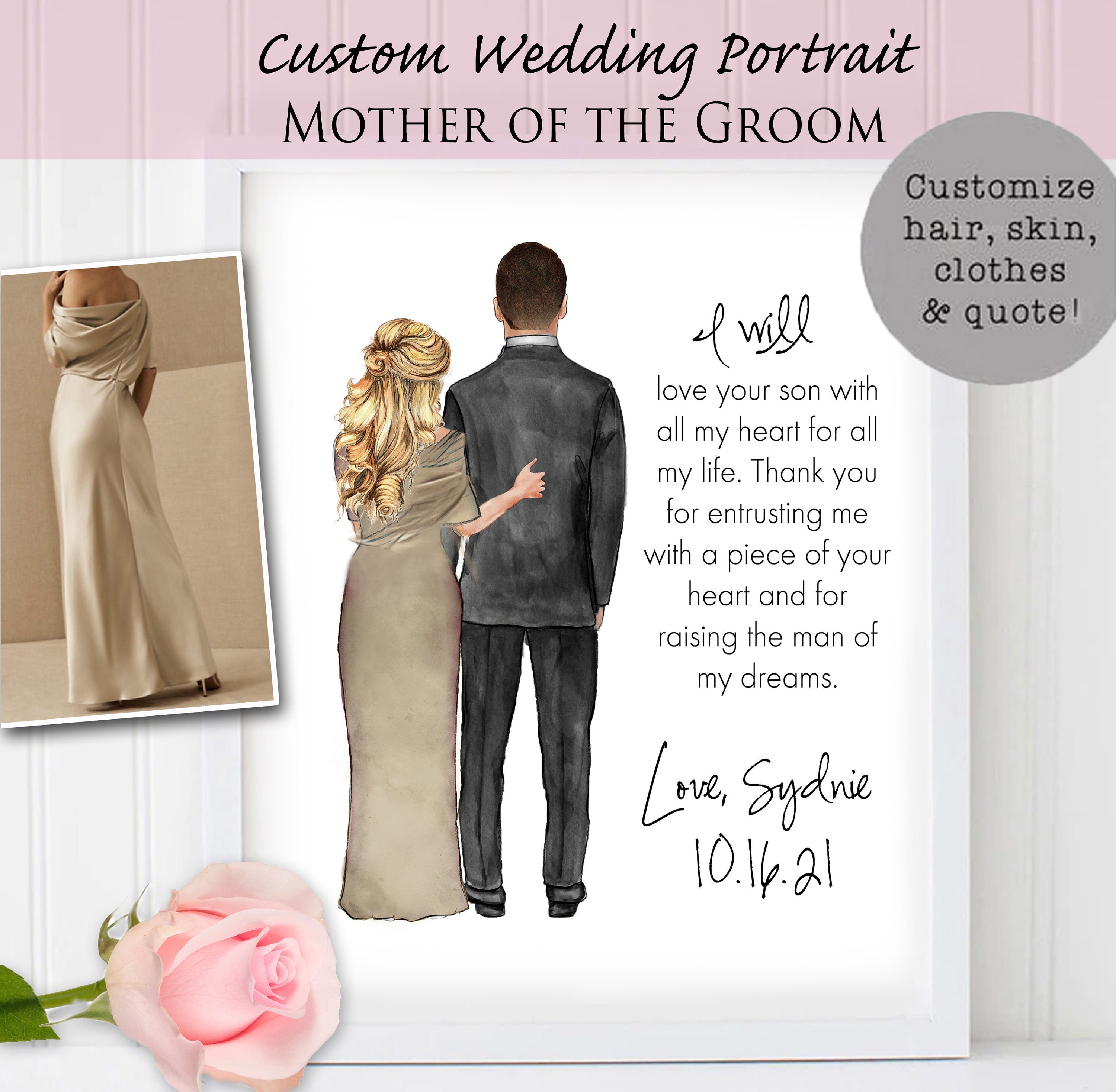 Personalized Mother of the Groom Illustration Wedding Gift - Etsy