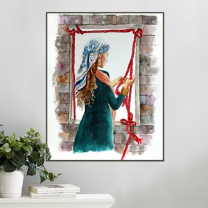 Rahab Painting, Christian Art Print, Rahab at Window, Bible Stories Art ...
