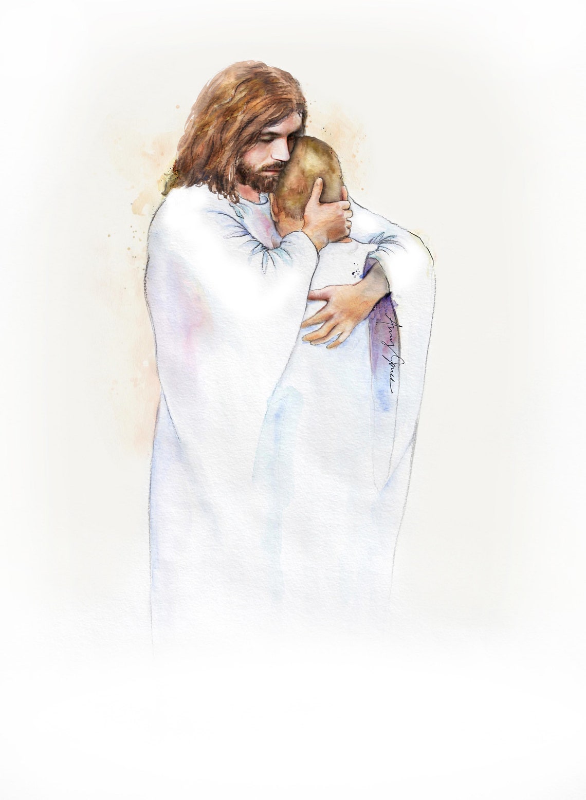 Impresión del Abrazo de Cristo: Jesús abrazando a un hombre o una mujer ...