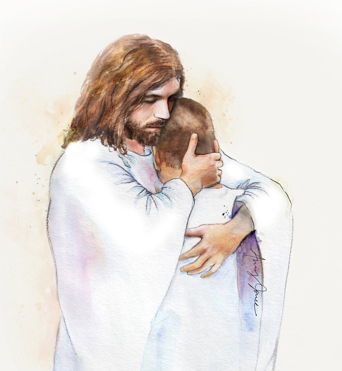 Impresión del Abrazo de Cristo: Jesús abrazando a un hombre o una mujer ...