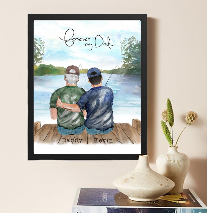 Custom Fishing Illustration Family/couple/friends Sitting on | Etsy