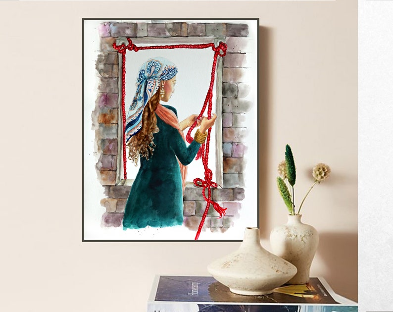 Rahab Painting, Christian Art Print, Rahab at Window, Bible Stories Art ...
