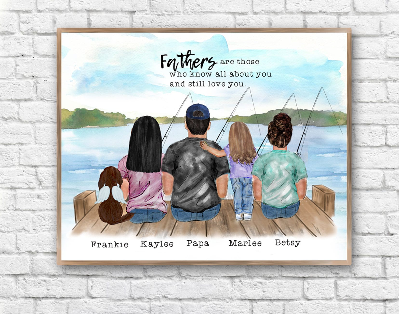 Custom Fishing Illustration Family/couple/friends Sitting on | Etsy