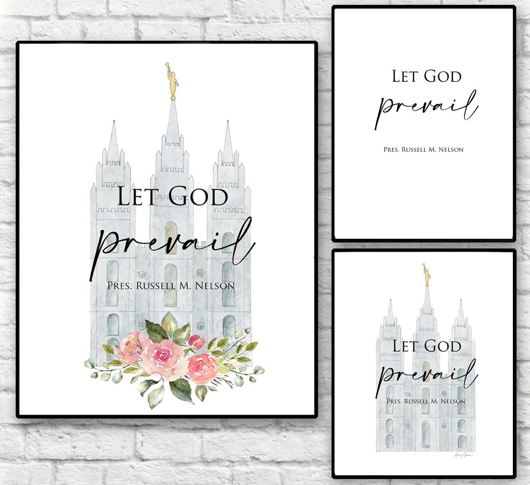 Let God Prevail Art Print: LDS Temple Watercolor, President Nelson ...
