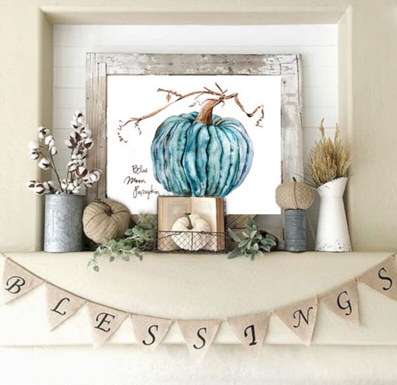 Watercolor Blue Moon Pumpkin, Fall Decor and Gifts Pillow Cover ...