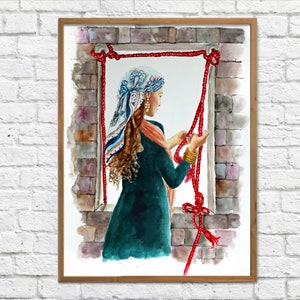 Rahab Painting, Christian Art Print, Rahab at Window, Bible Stories Art ...