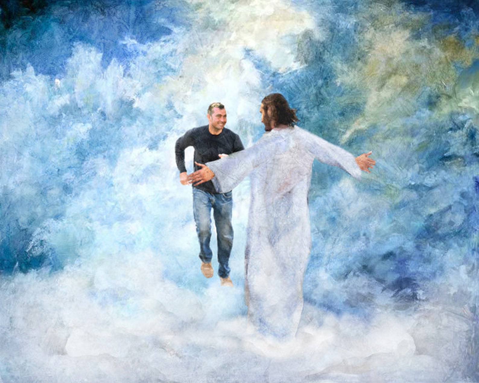 Custom Jesus Portrait: Rose Garden Family Memorial, Religious Art - Etsy