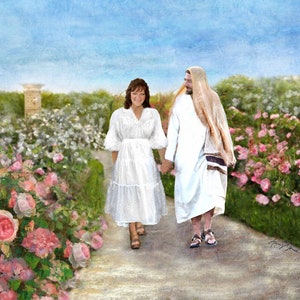 Custom Jesus Portrait: Rose Garden Family Memorial, Religious Art - Etsy