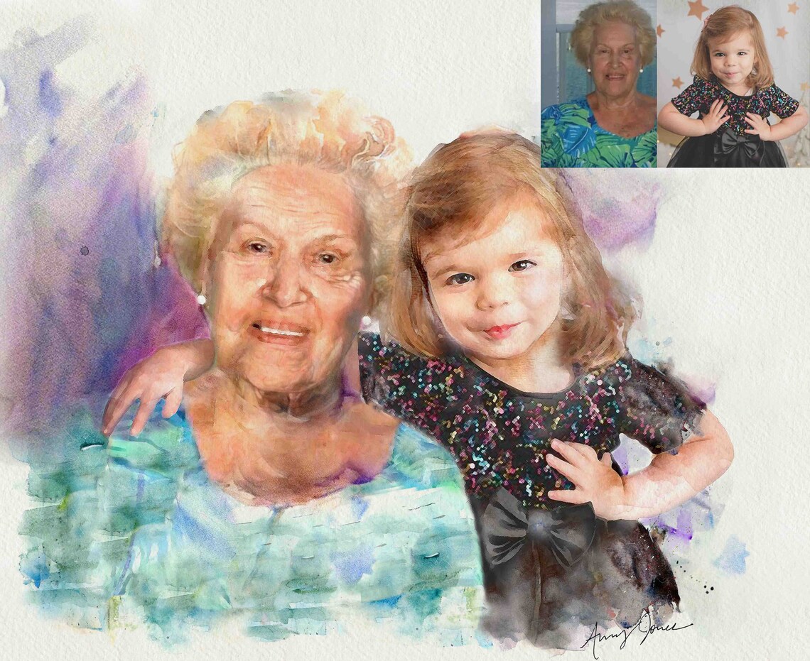 Custom Art from Photo Portrait Painting Couples Wedding Family | Etsy