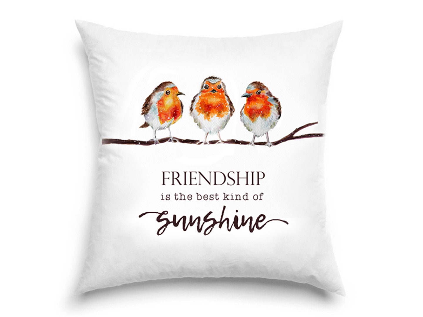 Bird Friends- Watercolor Robins on Branch With Inspirational Friendship ...