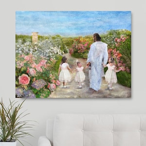 Jesus Walking in Rose Garden With Family/child/loved One, Custom ...