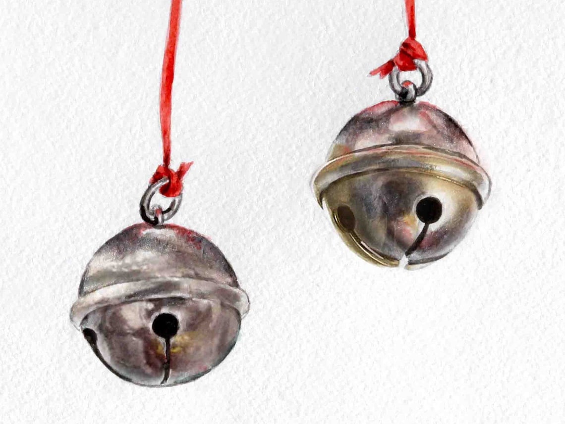 Watercolor Jingle Bells- Christmas Wall Art and Decorative Pillow - Etsy