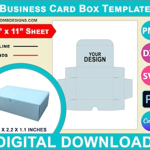 Business Card Box Template, Sublimation, Packaging, Canva, SVG, DXF ...