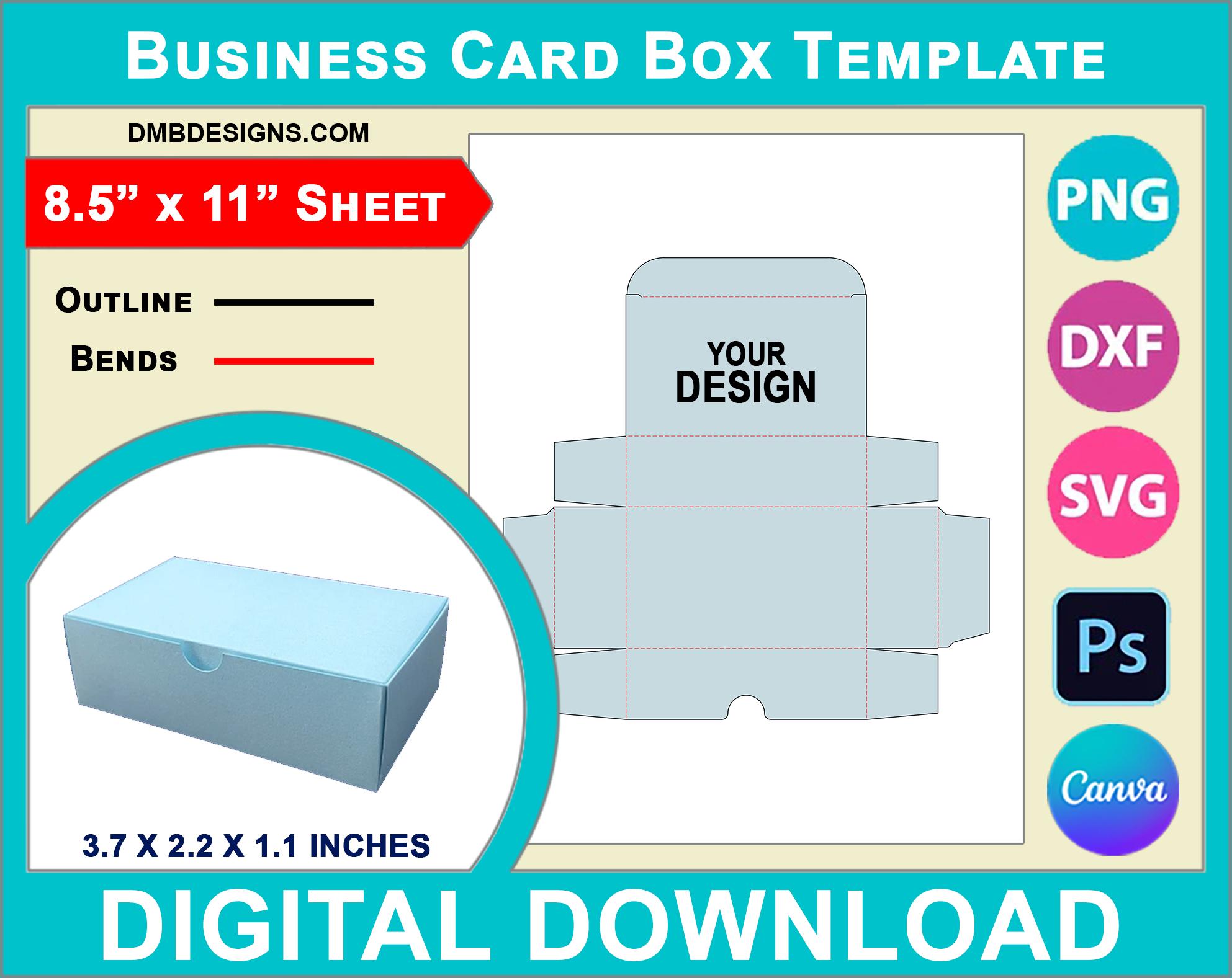 Business Card Box Template, Sublimation, Packaging, Canva, SVG, DXF ...