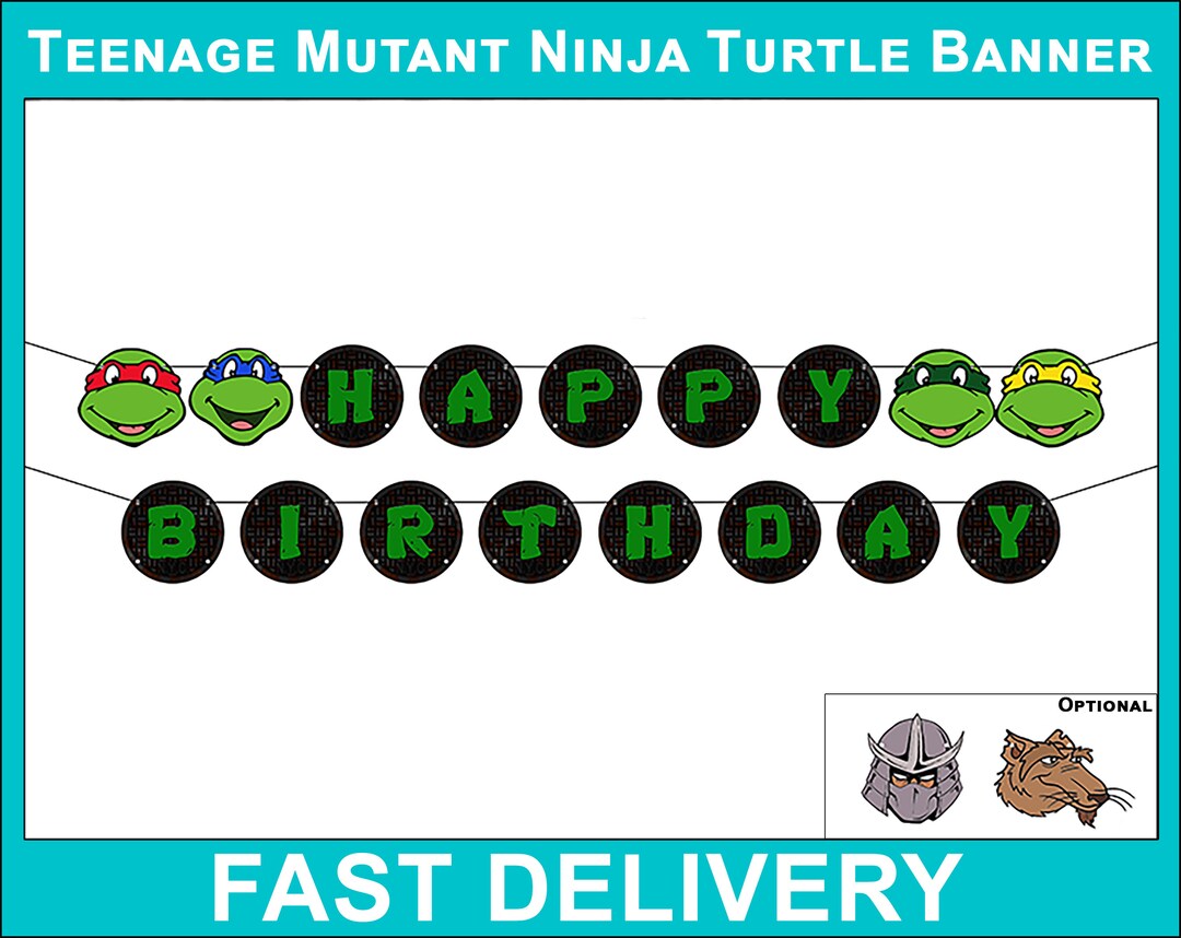 Teenage Mutant Ninja Turtle Banner, TMNT Party Banner, Ninja Turtles ...