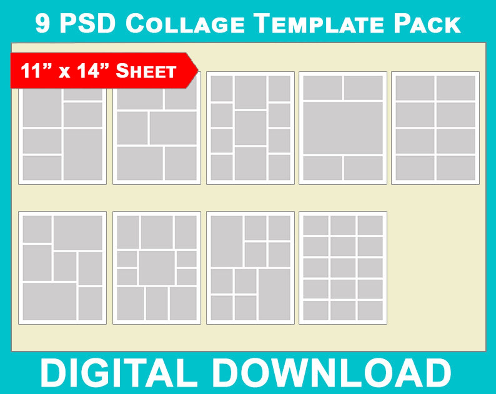 9 11x14 Photo Collage Photoshop Templates Bundle, Storyboards ...