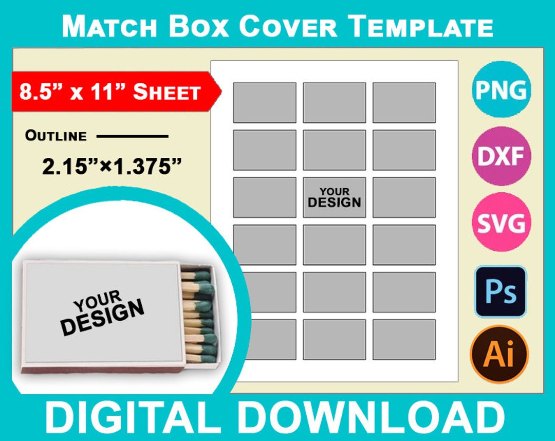 2.15"×1.375" Match Box Blank Label Template, Match Box Label Template ...