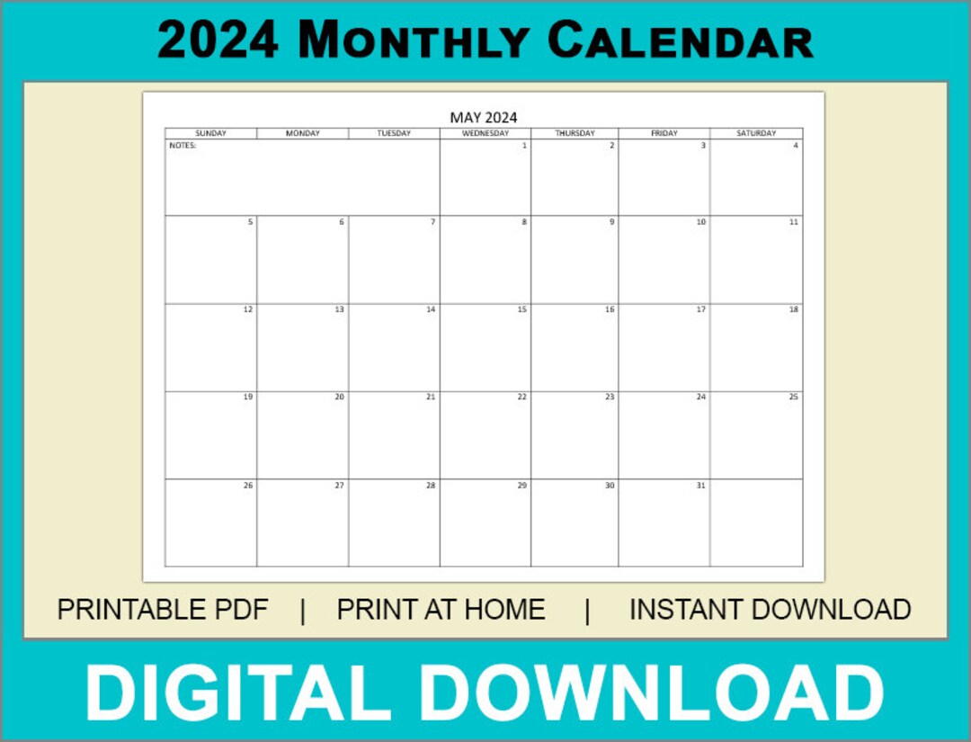 2024 Calendar 2024 Monthly Planner Landscape Basic Monthly Calendar ...