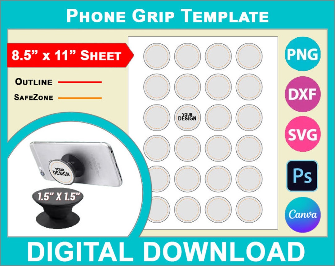 Phone Grip Holder Sublimation Template, Phone Grip Template, Phone ...
