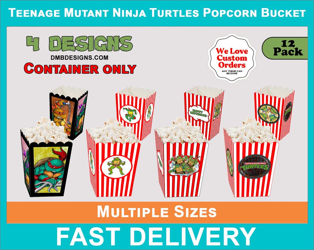 Teenage Mutant Ninja Turtles Themed Birthday Party Favor Popcorn Boxes ...