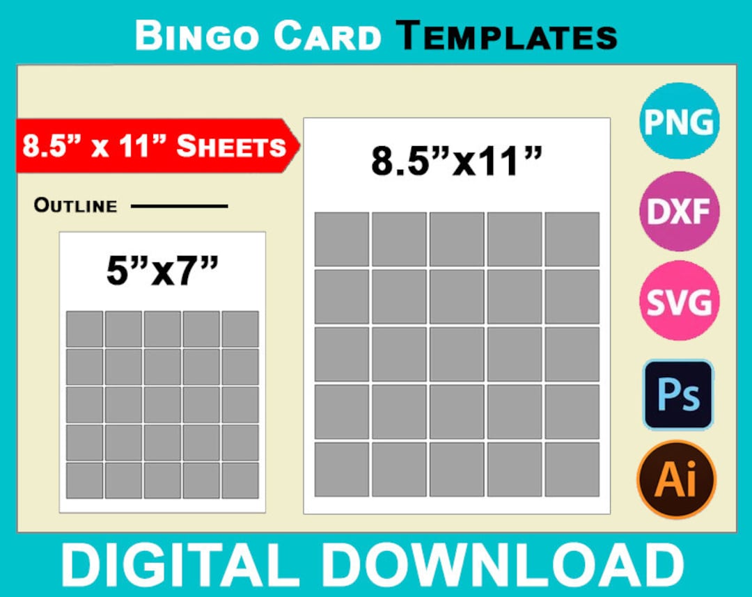Bingo Card, Blank Templates, Plain, Empty Bingo Cards, DIY Set, Canva ...