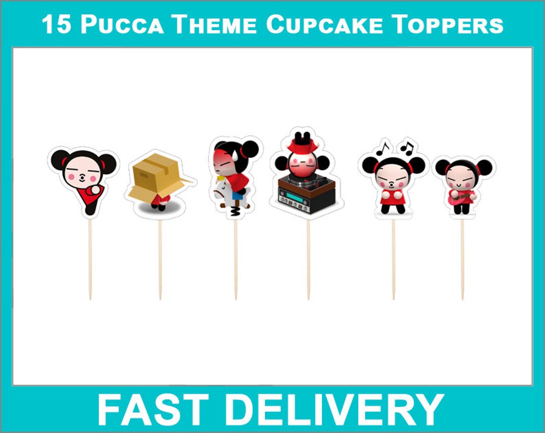 15 Pucca Theme Cupcake Toppers Pucca Birthday Party Cupcake Picks Donut ...