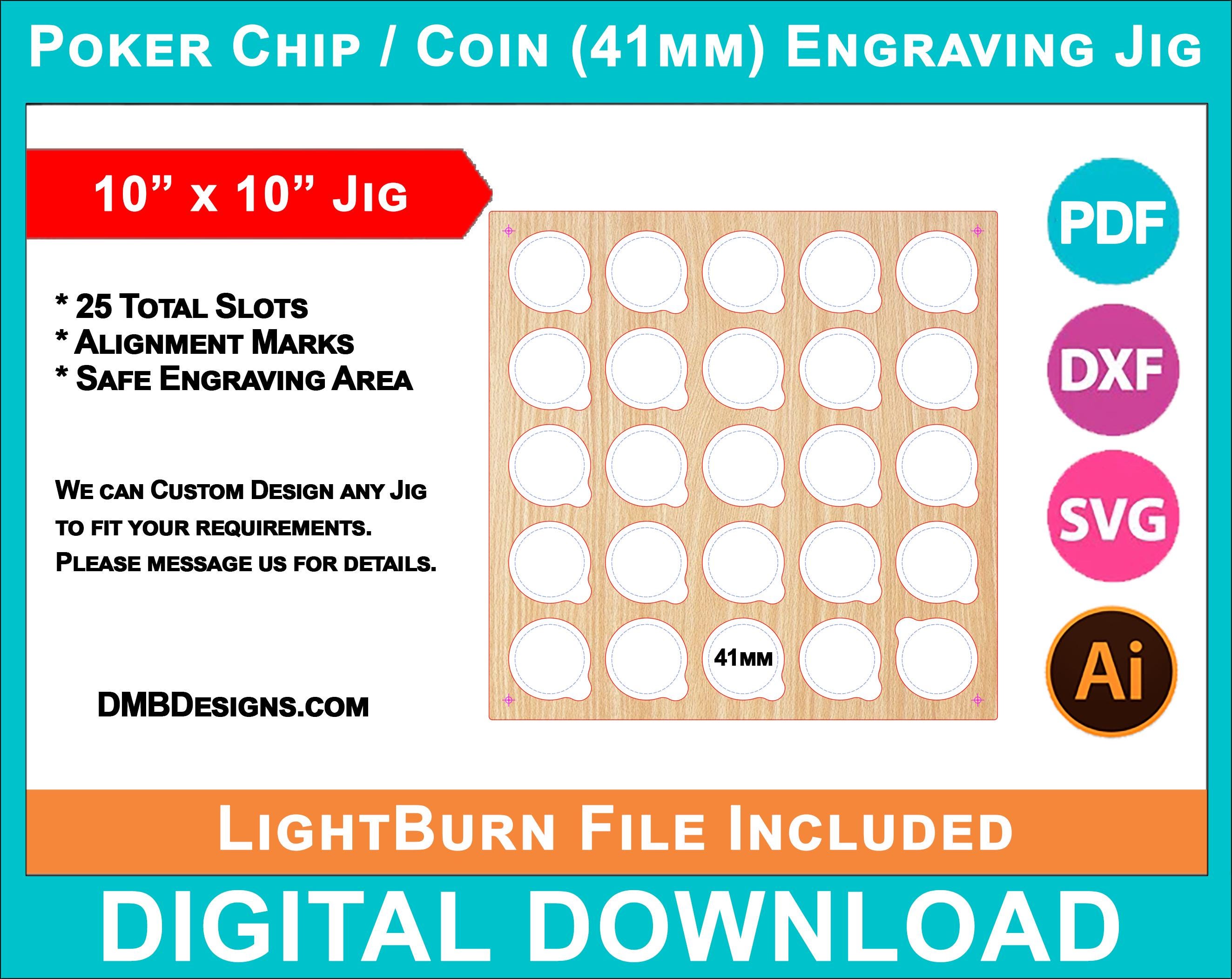 Poker Chip 41mm Diameter Engraving Jig, 25 Round Circle Coin Grid Slots ...