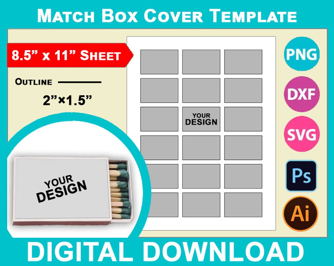 2"×1.5" Match Box Blank Label Template, Match Box Label Template, Canva ...