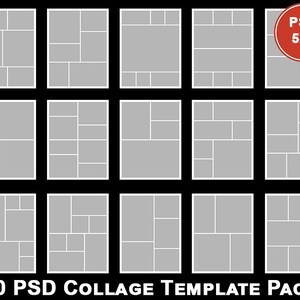 50 5x7 Photo Album Template Pack, Photo Collage, Landscape or Portrait ...