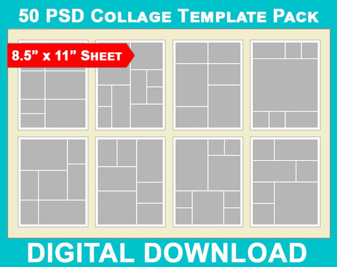 50 8.5x11 Photo Album Template Pack, Photo Collage, Yearbook Templates ...