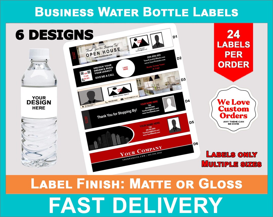 Custom Branded Business Promotional Water Bottle Labels for Promotional ...