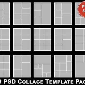 50 5x7 Photo Album Template Pack, Photo Collage, Landscape or Portrait ...