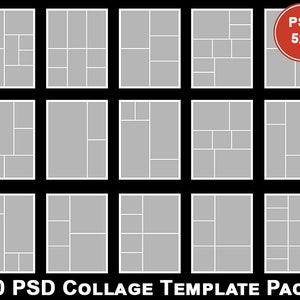 50 5x7 Photo Album Template Pack, Photo Collage, Landscape or Portrait ...