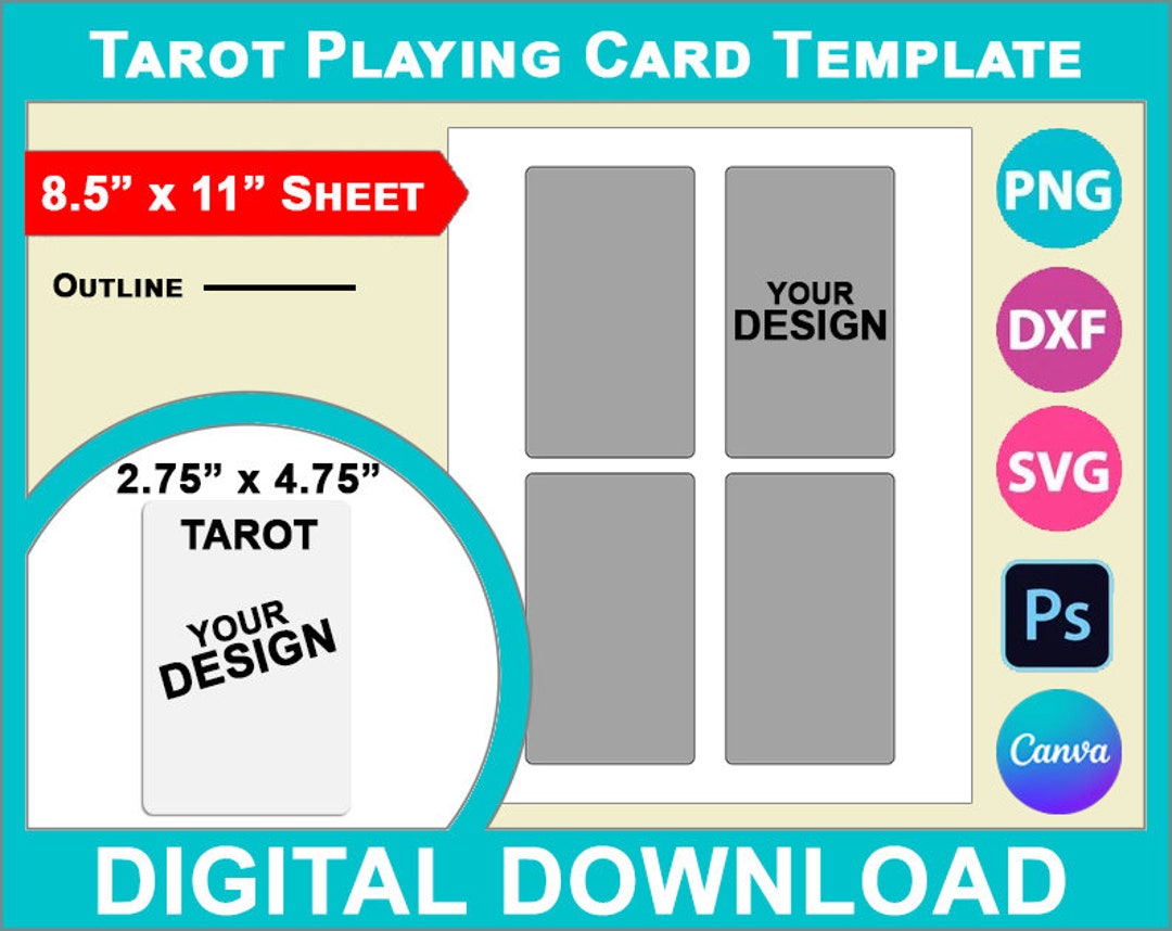 Tarot Playing Card Template, Canva, SVG, DXF, Dwg, Ai, Png, Psd, PDF 8. ...