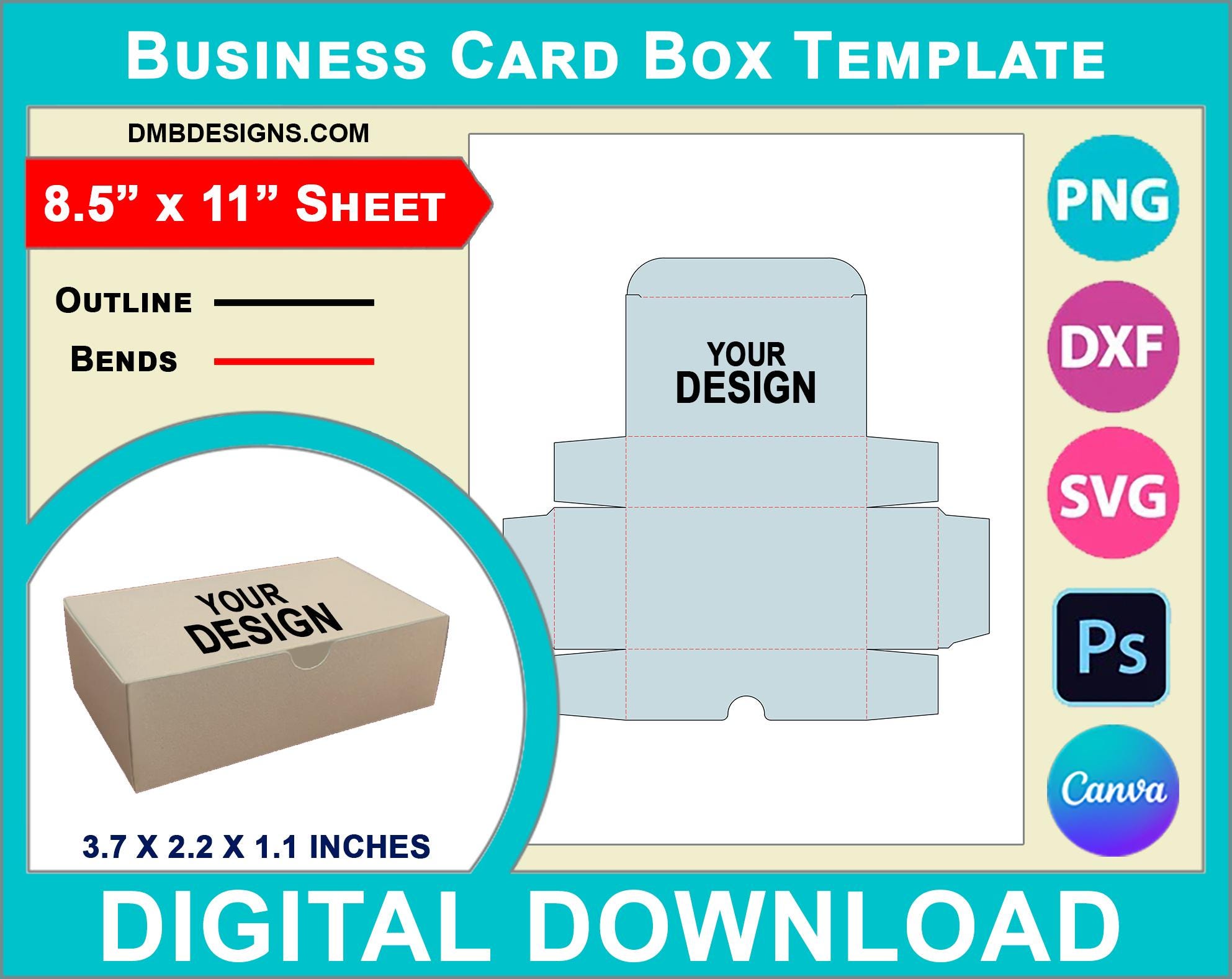 Small Business Card Box Printable Business Card Box Etsy